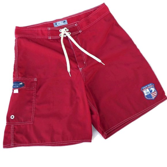 Vintage | Swim | Vintage Red Nylon Shorts Newport Beach Junior ...